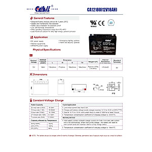 Casil 12V 18Ah Rechargeable SLA AGM Battery, Nut and Bolt (NB) Terminal, Replace EXP12180 ML18-12 UB12180 FM12180 TL1218 6fm18