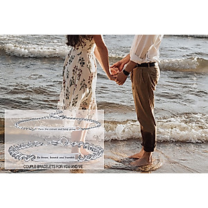 XUANPAI Couples Bracelets for Him and Her,Personalized Stainless Steel Curb Chain Bracelets,Custom Matching Bracelets for Couples Birthday Valentine's Day Christmas Gift for Women Men (Style02)