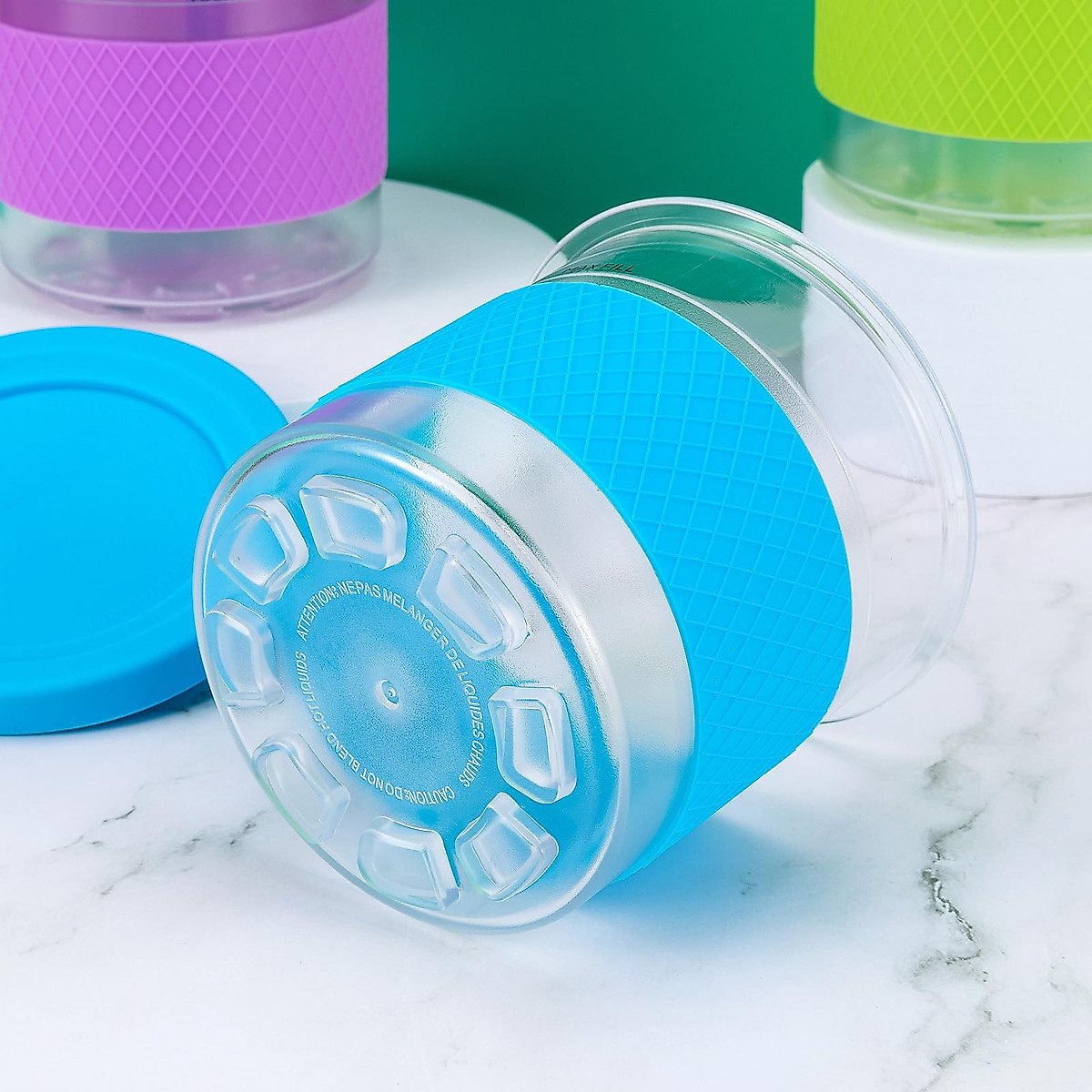 CINPIUK Ice Cream Pints, 4 Pack Containers with Silicone Lids & Covers Replacements for Ninja Creami Pints, Compatible with NC301 NC300 NC299AMZ Series Ice Cream Maker, Dishwasher Safe Containers