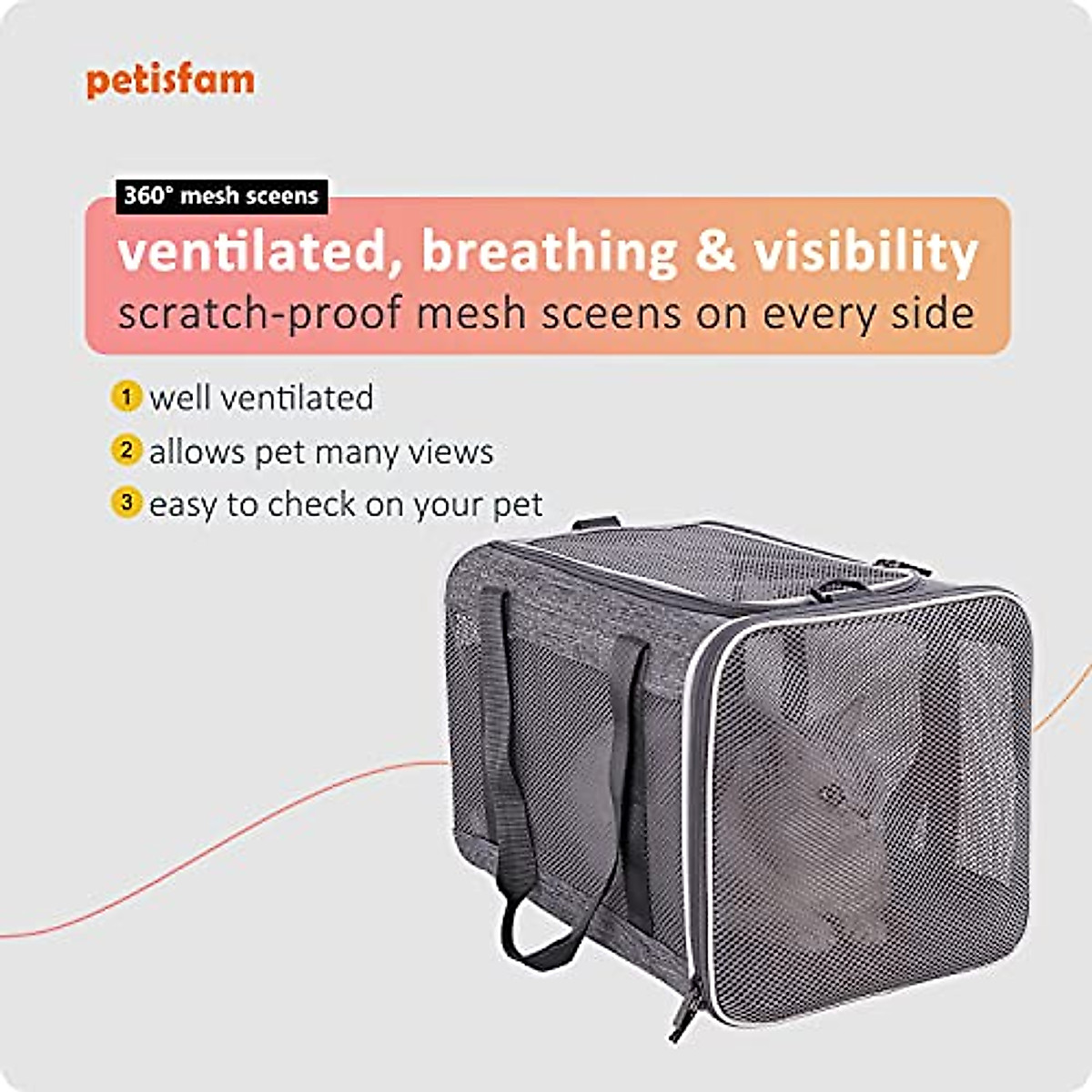 Top Load Soft Pet Carrier for Large and Medium Cats, 2 Kitties. Sturdy, Well-Ventilated, Cozy, Collapsible, Easy to get cat in