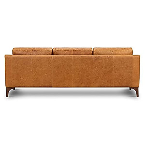 POLY & BARK Sorrento Leather Couch – 86-Inch Leather Sofa with Tufted Back - Full Grain Leather Couch with Feather-Down Topper On Seating Surfaces – Pure-Aniline Italian Leather – Cognac Tan