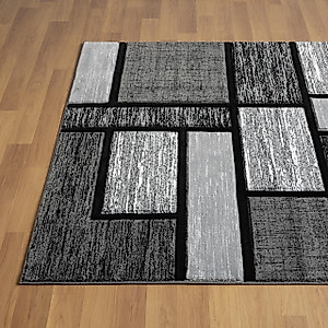 HADBA Geometric Area Rug - Decorative Home & Office Rug - Indoor Carpet for Living Room, Bedroom, Family or Dining Room - Non-Fading Polyester, Stain-Proof - Made in Turkey, Grey 5x7 ft