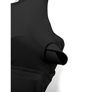 CRZ YOGA Strappy Longline Sports Bras for Women - Wirefree Padded Criss Cross Yoga Cropped Tank Tops Black Small