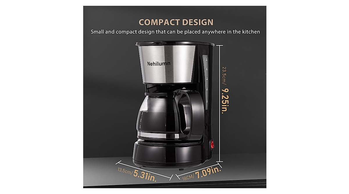 Nehilumn 4 Cup Drip Coffee Maker - Brew Comfortably