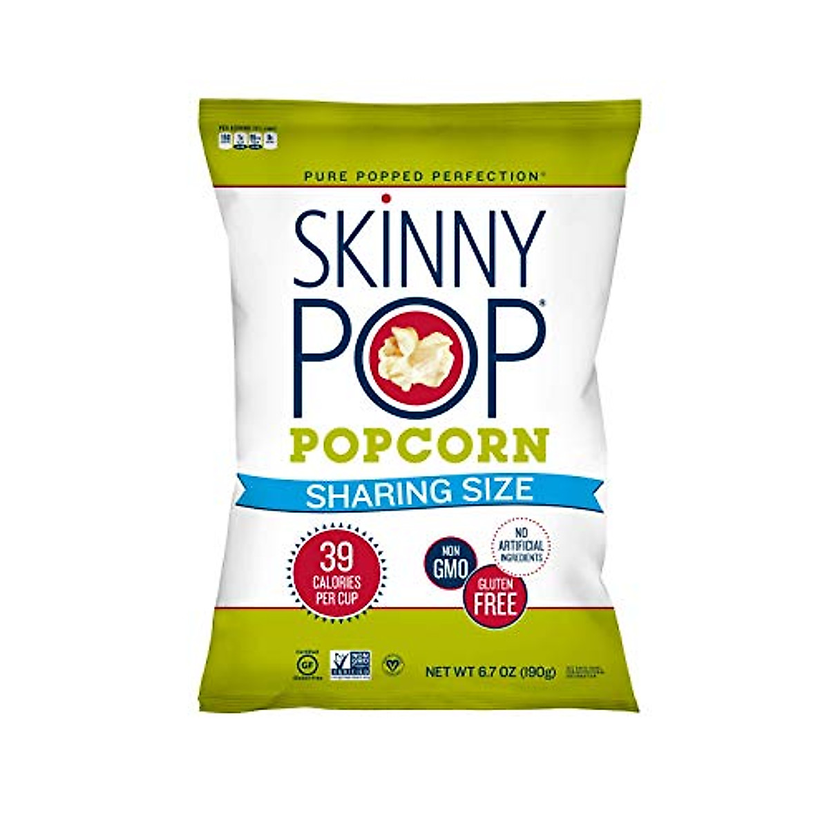 SkinnyPop Original Popcorn, Gluten Free, Vegan Popcorn, Non-GMO, Healthy Popcorn Snacks, Skinny Pop 6.7oz Party Sized Bags (6 Count)