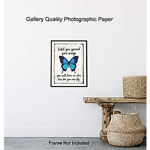 Inspirational Butterfly Wall Art Picture - Boho Positive Quote Home Decor - Encouragement Gift for Women, Girls, Teens - Motivational Self Confidence Decorations for Bedroom, Office, Living Room -8x10