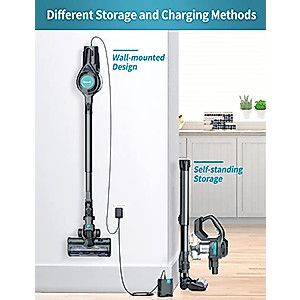 Voweek Cordless Vacuum Cleaner, Lightweight Stick Vacuum Cleaner with Powerful Suction, Detachable Battery, Self-Standing, 1.3L Dust Cup, 4 in 1 Handheld Vacuum for Home Hard Floor Carpet Pet Hair