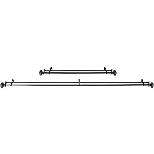 Amazon Basics 1" Double Curtain Rod with Square Finials - 72" to 144", Dark Bronze (Espresso)