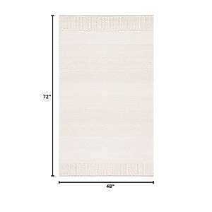 SAFAVIEH Natura Collection Accent Rug - 4' x 6', Ivory, Handmade Moroccan Boho Wool, Ideal for High Traffic Areas in Entryway, Living Room, Bedroom (NAT218A)
