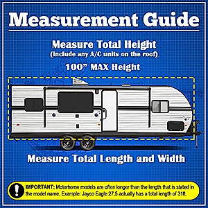 Waterproof Superior RV Motorhome Travel Trailer/Toy Hauler Cover Fits Length 16'-18' Feet Travel Trailer Camper Zippered Panels Allow Access to The Door, Engine, Side Storage Areas, and Ramp Door