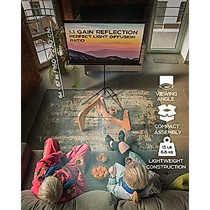 Projector Screen with Stand 84 inch - Indoor and Outdoor Projection Screen for Movie or Office Presentation - 16:9 HD Premium Wrinkle-Free Tripod Screen for Projector with Carry Bag and Tight Straps