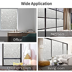 DKTIE Static Cling Decorative Window Film with Installation Tools, Non Adhesive Privacy Film, Window Privacy Film Decorative Butterflies, Window Film Frosted Glass (01, 17.7 x 78.7 Inch)