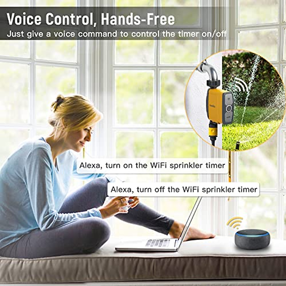 RAINPOINT Sprinkler Timer WiFi Water Timer, Smart Garden Hose Faucet Timer, WiFi Lawn Sprinkler Controller Irrigation System Valve, APP & Voice Control, Automatic Rain Delay (2nd Gen, 2022 Release)