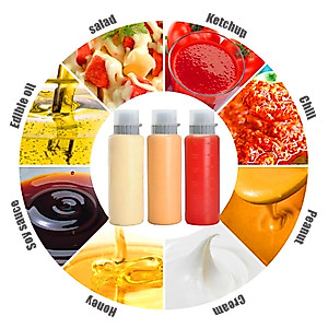 RAMFIYN Condiment Porous Squeeze Bottles, Salad Dressing Container, Squeeze Bottles for Sauces, Multi-nozzle Salad Squeeze bottle 5 nozzles, BBQ Sauce, Oil Bottles - 8 pcs 12 oz