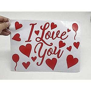Dzrige Valentine's Day Heart Stickers I Love You Balloon Stickers Bobo Balloon Decals for Valentines Party Family Gathering Wedding Anniversary Decorations (Red)