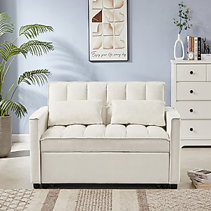 Eafurn Futon Loveseat Couch with Pull Out Bed,3-in-1 Multi-Functional Upholstery Convertible Sleeper Sofa Reclining Chaise Lounge with Adjustable Backrest, Sofacama for Living Room, Small Space