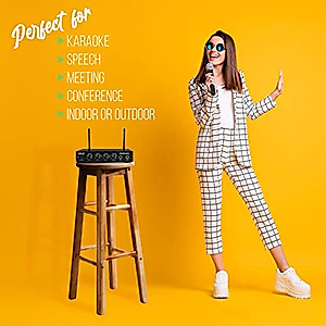 Pyle Wireless Karaoke Microphone System - Portable Audio Sound Mixer Receiver Set w/Dual Mic Setting, Two Handheld Mics, 3.5mm AUX & RCA Cord - for DJ Sound, Home Party, & Theater - PDKWM102UM