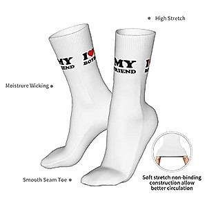 I Love My Hot Boyfriend 1 Socks Funny Socks Casual Crew Socks Compression Running Sock Moisture Wicking Novelty Christmas Gifts