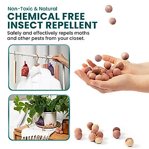 12 Hanging Cedar Blocks for Clothes Storage -Cedar Hangers for Closet - Cedar Chips for Closets and Drawers - Hanging for Protecting Clothes Closet - Cedar Hanger & Balls for Clothes