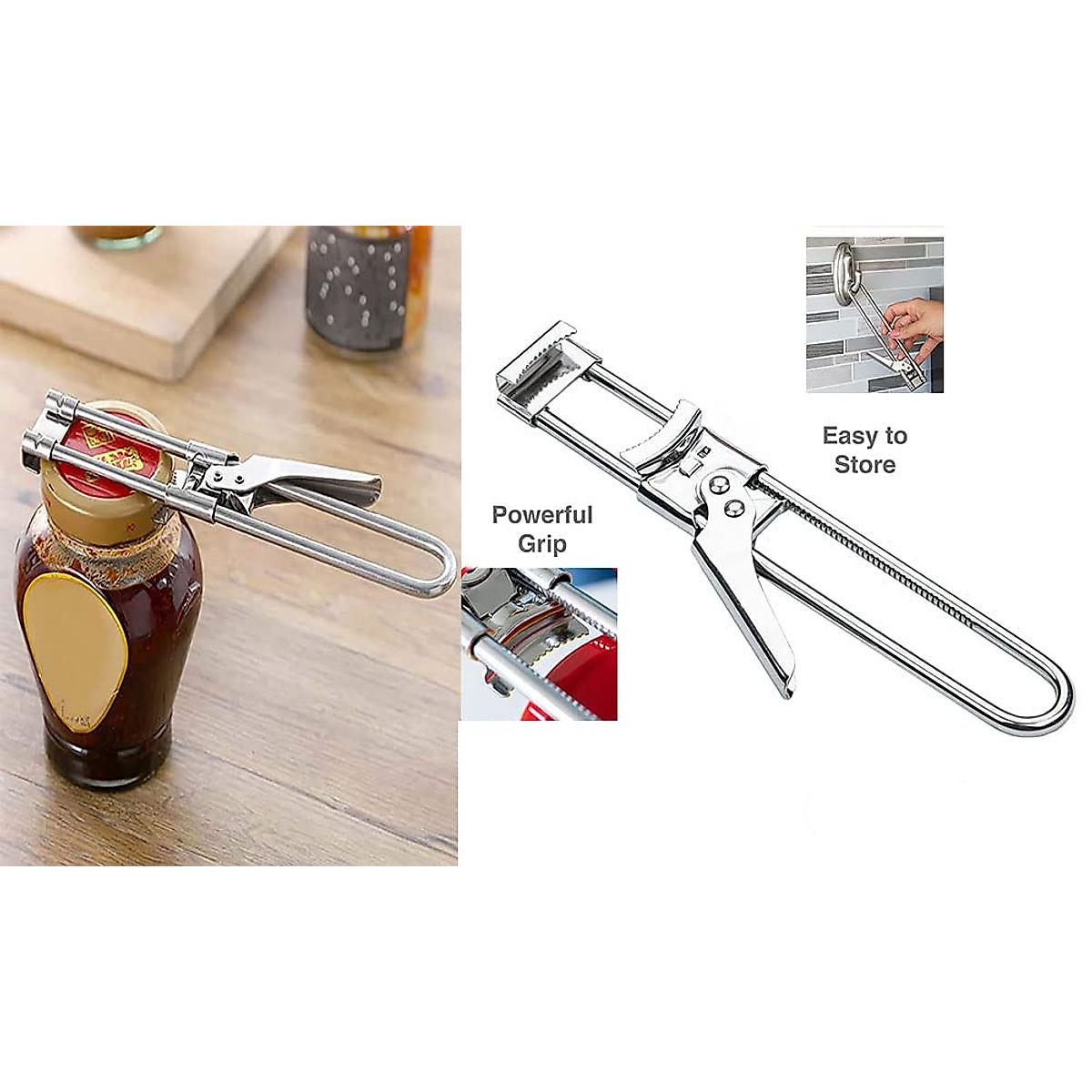 Jar Opener,Adjustable Multifunctional Bottle Opener, Iabor-Saving Stainless Steel Can Opener - Bottle Cap Fixed Manual Bottle Opener - Kitchen Utility jar Opener (A)