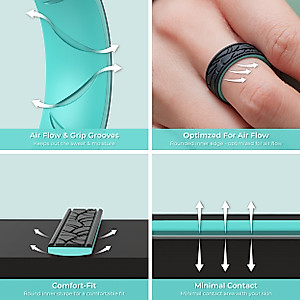 ThunderFit Silicone Rings for Women, Breathable Bands Round Pattern Design 6.8mm Wide 1.8mm Thick - 1/4 Variety Multipack (Pack C Size 6.5-7 (17.3mm))