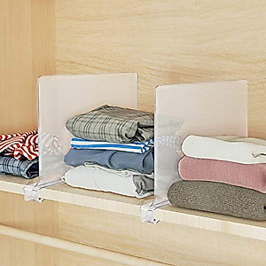 Jucoan 4 Pack Clear Acrylic Shelf Dividers for Closet Organizer, Vertical Wood Shelves Dividers, Closet Shelf Separators Purse Organizer for Wood Closets, Kitchen Cabinets, Bookshelf, Home and Office