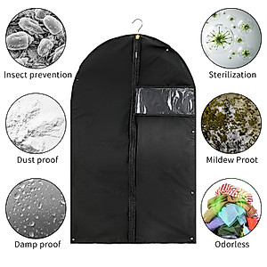 15 Pack Suit Bags Garment Bag for Men Storage 40-inch Clothes Cover with Clear Window and ID Card Holder for Suit Jacket, Skirt, Shirt and Coat