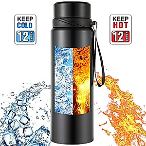 Insulated Stainless Steel Water Bottle-Vacuum Coffee Cup with,Large Capacity Double Walled Sport Travel Mug,Wide Mouth Leak Proof Flask Cup,BPA Free (32oz)