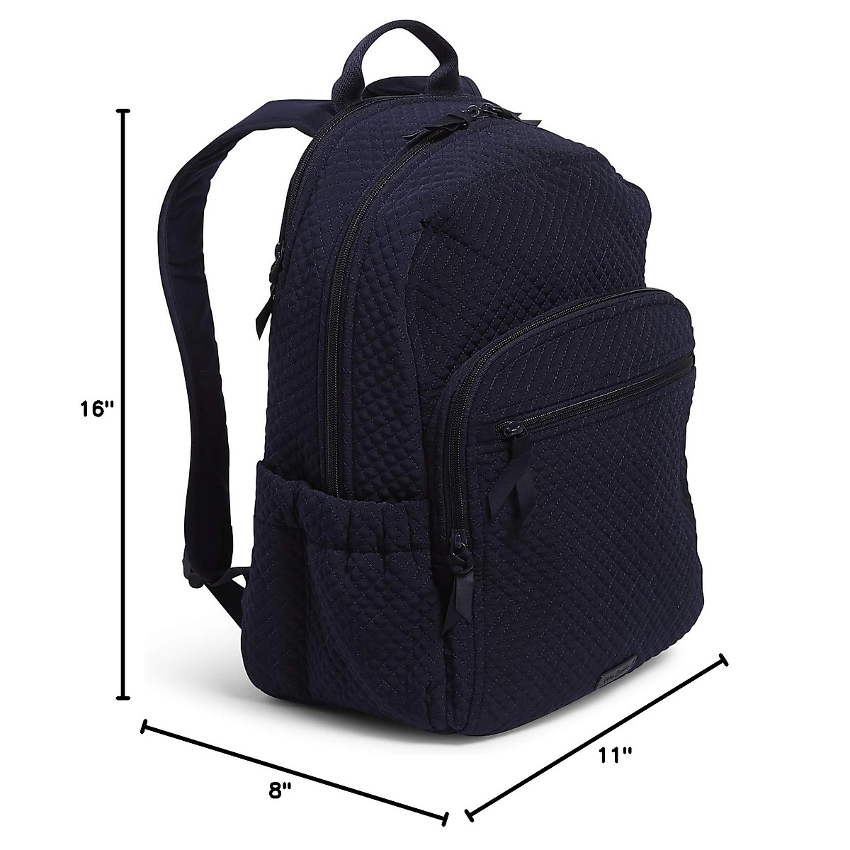 Vera Bradley Women's Microfiber Campus Backpack, Classic Black, One Size