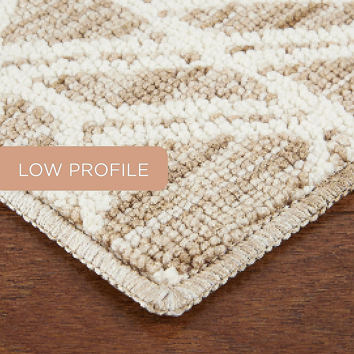 TOWN & COUNTRY EVERYDAY Walker Modern Diamond Everwash™ Washable Multi-Use Decorative Rug, Tufted Kitchen Runner Rug, Low-Profile Door Mat, Bath Rug with Non-Slip Backing, Beige, 24"x72"