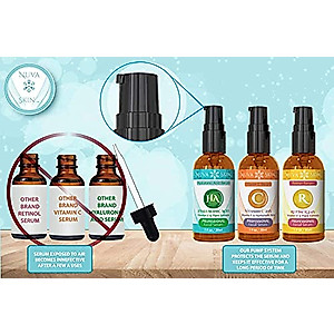 NUVA SKIN - 3 Pack Anti Aging Serum for Face - Vitamin C Serum for Face, Retinol Serum, Hyaluronic Acid Serum, Full Regimen Face Serum Set, Skin Care Face Serum for Women and Men, Facial Serum