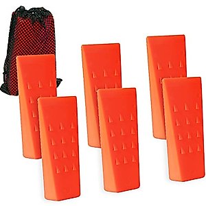 AR-PRO 6 Pack Tree Felling Wedges with Spikes for Safe Tree Cutting – 5.5” Wedges with Storage Bag; 6 Felling Dogs to Guide Trees Stabilize and Safely to Ground for Loggers and Fallers