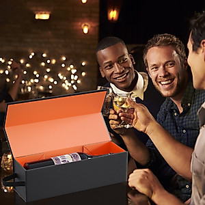 Wine Gift Box 12.8 x 3.8 x 3.8 in,Bottle Gift Box For Liquor Presents,For Wine and Champagne,Magnetic Collapsible Gift Box Wine Bottle Gift Packaging for Weddings,Anniversaries, Parties (Gold)