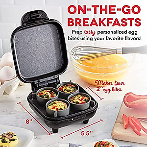 DASH Deluxe Sous Vide Style Egg Bite Maker with Silicone Molds for Breakfast Sandwiches, Healthy Snacks or Desserts, Keto & Paleo Friendly, (1 large, 4 mini) - Black