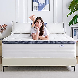 Dourxi King Mattress, 12 inch Hybrid King Size Mattress Gel Memory Foam for Pressure Relief with Waterproof Mattress Protector Included, Medium