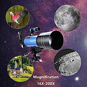 MaxUSee 70mm Telescope for Kids & Astronomy Beginners, Refractor Telescope with Tripod & Finder Scope, Portable Telescope with 4 Magnification eyepieces & Phone Adapter