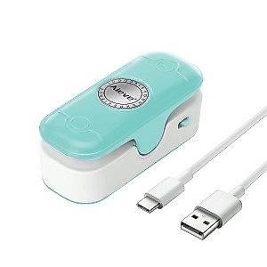 Aieve Bag Sealer Mini, 2 in 1 Bag Sealer Heat Seal with Cutter, USB-C Rechargeable Bag Sealer with Magnetic Back, Handheld Bag Sealer Mini for Plastic Bags Snacks and Food Storage, Blue