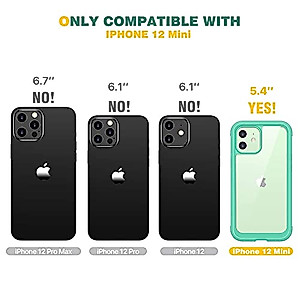 Diaclara Designed for iPhone 12 Mini Case, Full Body Rugged Case with Built-in Touch Sensitive Anti-Scratch Screen Protector, Soft TPU Bumper Case for iPhone 12 Mini 5.4" (Green and Clear)