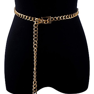 LOREMOW 2 Pcs Waist Chain Belt for Women Metal Belly Waist Chain Chunky Belt Chain Multilayer Chain for Dress Jeans G120