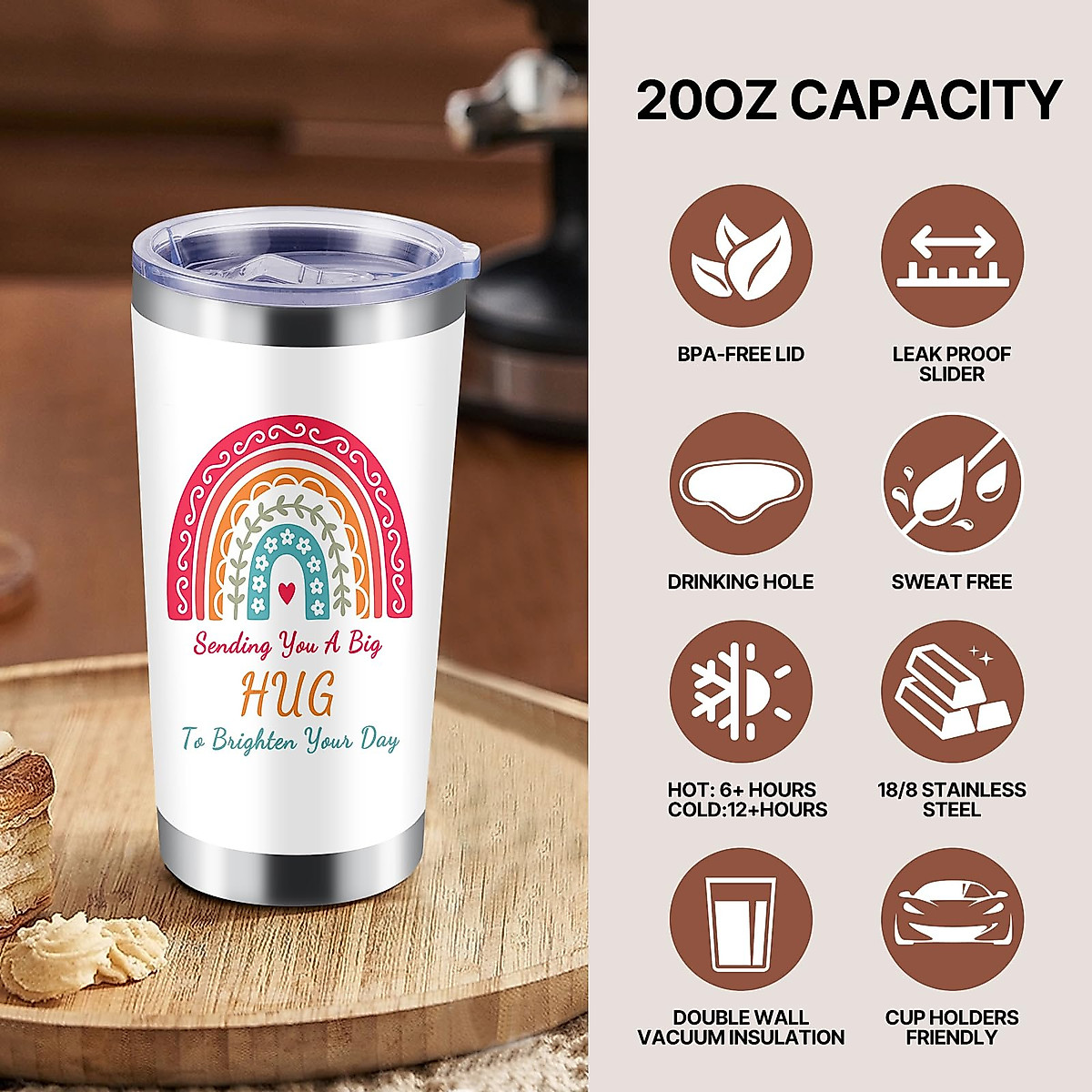 WFSJRED Sending You a Big Hug Tumbler 20 oz Insulated Tumblers with Lid & Straw | Stainless Steel Travel Coffee Wine Tumbler Mug (Sending you Tumbler)