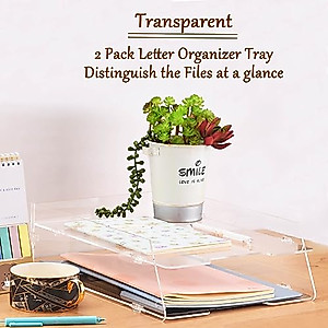 2 Tier Acrylic Stackable Paper Tray, Clear A4 Paper Letter Tray Organizer & Paper Shelf Organizer, Transparent Office Inbox Tray File Desk Tray