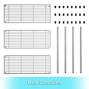 Auslar 3-Shelf Storage Wire Shelves Heavy Duty 3 Tiers Standing Shelving Units Adjustable Metal Organizer Wire Rack, Chrome