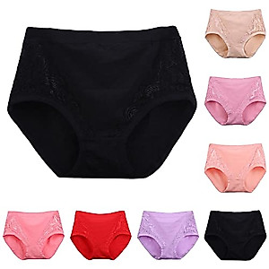 Dirk41 Underpants for Women over 60 Panties Lace Soft Hipster Panty Ladies Stretch Sexy Briefs Variety Pack Panties (Black, XL)