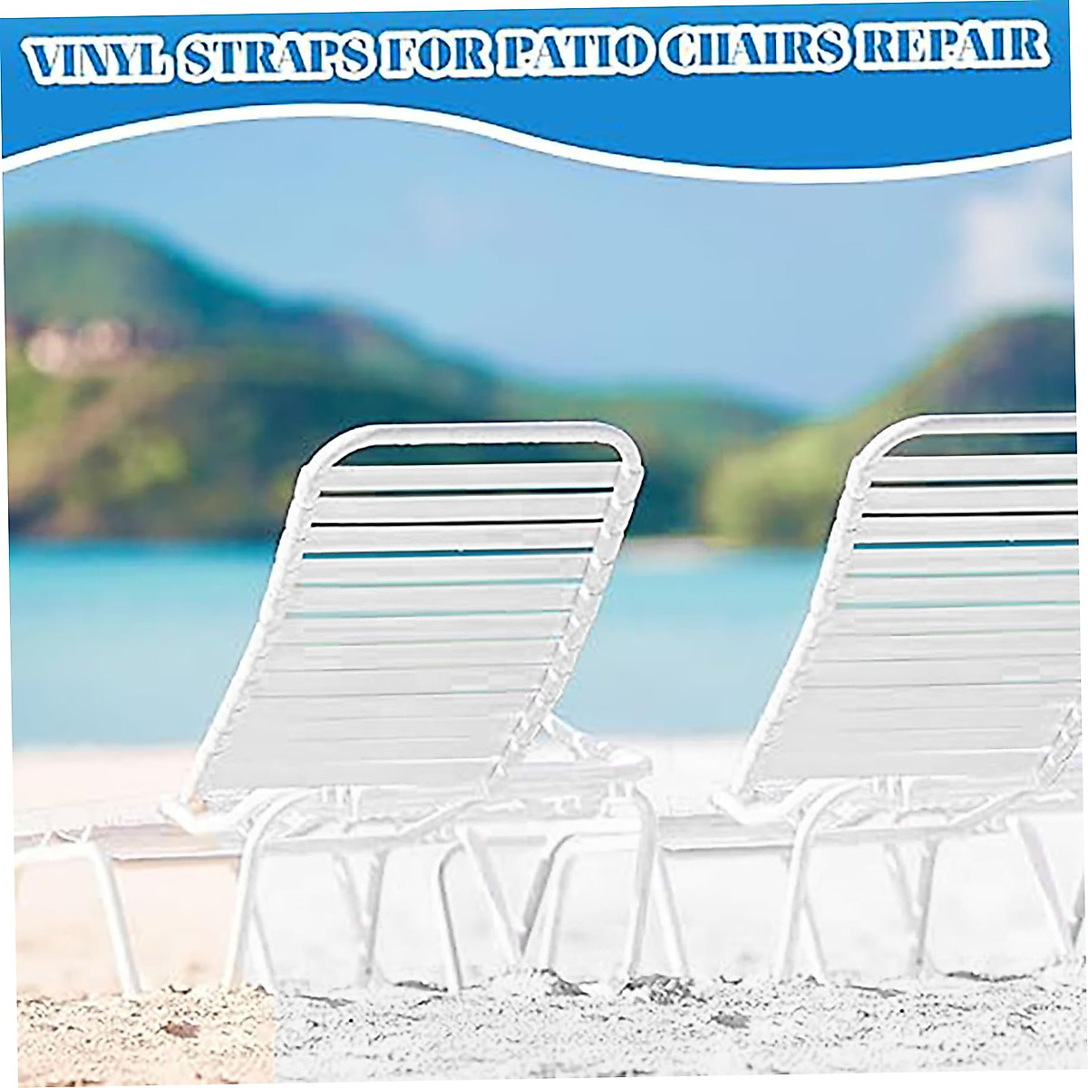 1Set Vinyl Straps for Patio Chairs Repair, 2" x10ft PVC Lawn Chair Webbing Heavy-Duty Weatherproof Patio Chair Replacement Straps with 10 Rivets for Outdoor Lawn Furniture Chair Lounge, White.