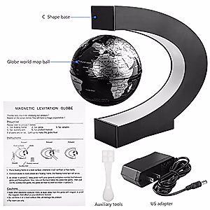 REHAVE Holiday Birthday Gifts for Kids, Graduation Gifts for Him, Magnetic Levitation Floating World Map Globe with C Shape Base, LED Light Lamp - Gifts for Men, Boyfriend, Dad, Fathers Day Gifts
