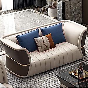 SXNBH Italian Leather Sofa Model House Designer Large Apartment Villa Living Room American Leather Sofa