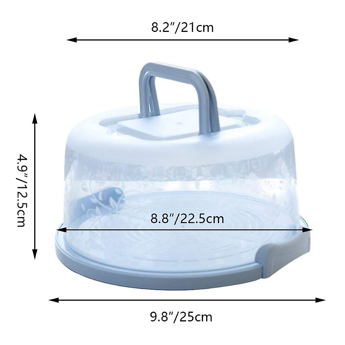 Plastic Small Cake Carrier Holder with Collapsible Handle Cover Round Cupcake Container Suitable for 6 inch Diameter Cake or less(Blue)