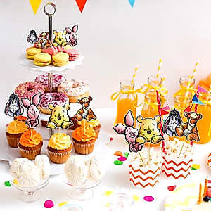 16Pcs Classic Winnie Table Centerpieces Baby Shower Decorations Centerpiece Sticks Oh Baby Centerpieces Tables Toppers for Boys Kids Party Supplies