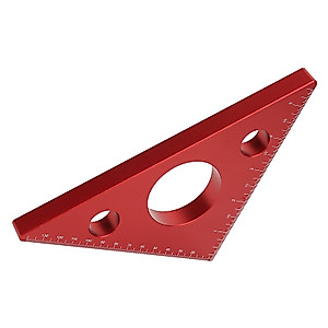 45 Degree Aluminum Alloy Angle Ruler Inch Metric, Carpentry Squares DIY Woodworking Triangle Ruler Measuring Gauging Tool for Industrial Household