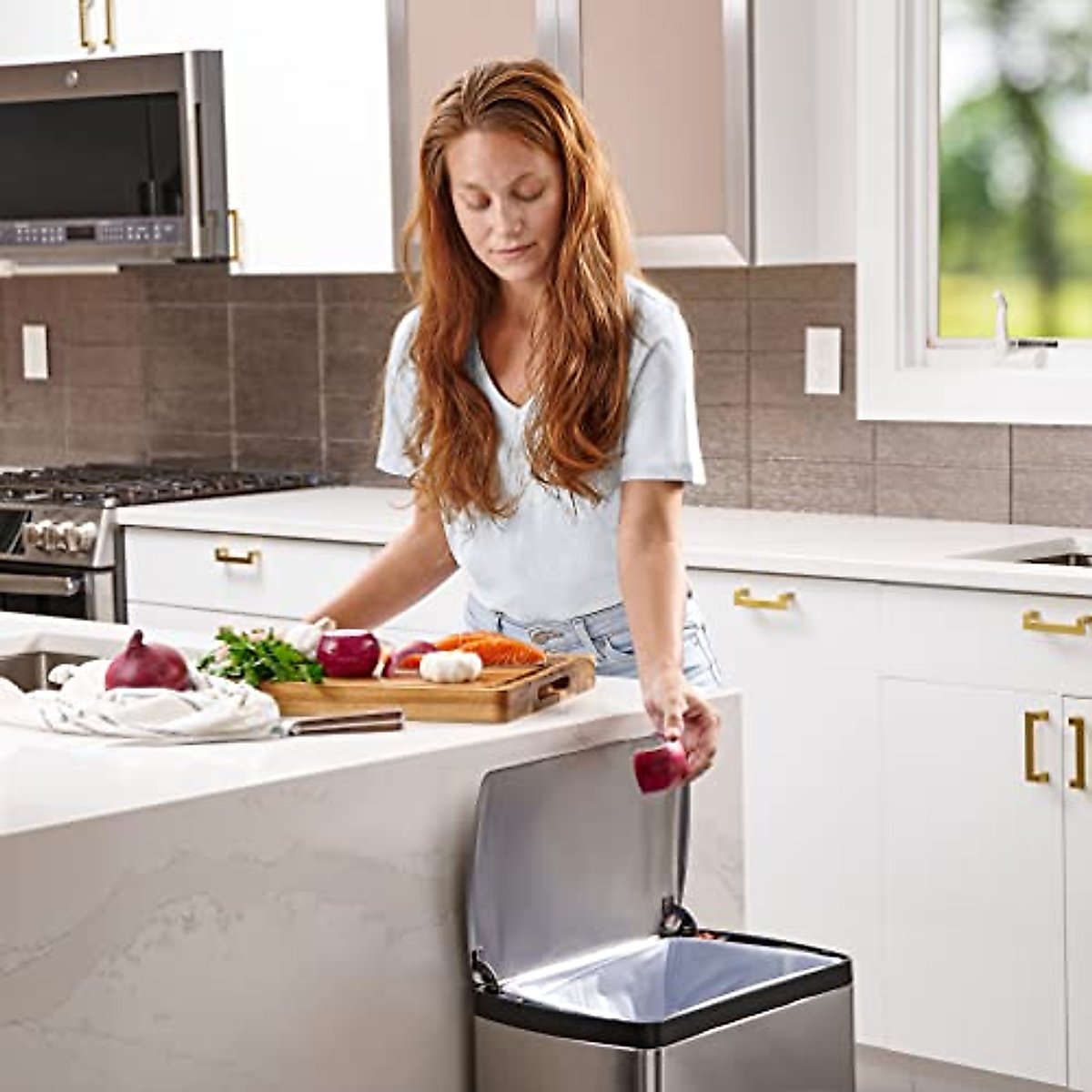 Plasticplace simplehuman (x) Code X Compatible (200 Count)│White Drawstring Garbage Liners, 21 Gallon / 80 Liter │ 26" x 34.75"